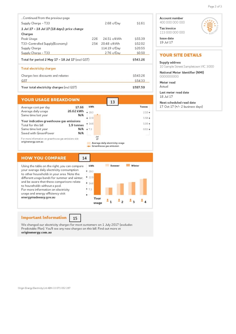 Origin Energy Sample Bill : How To Read Your Unmetered Supply Bill – NMXBLO