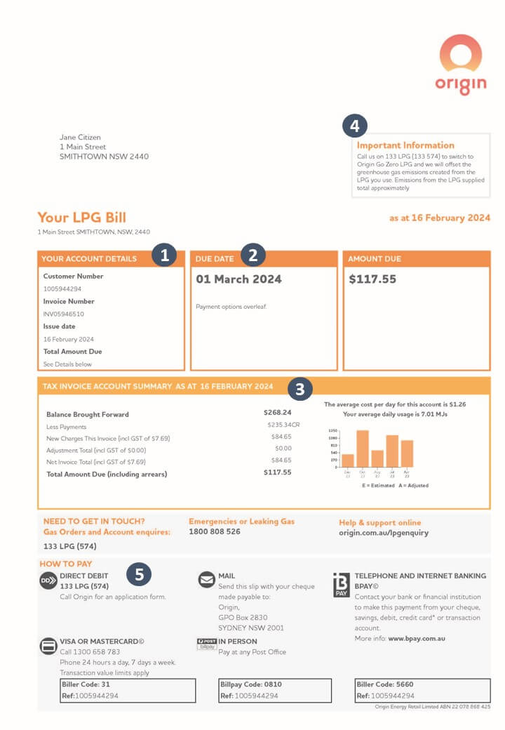 How To Read Your Metered LPG Bill - Origin Energy